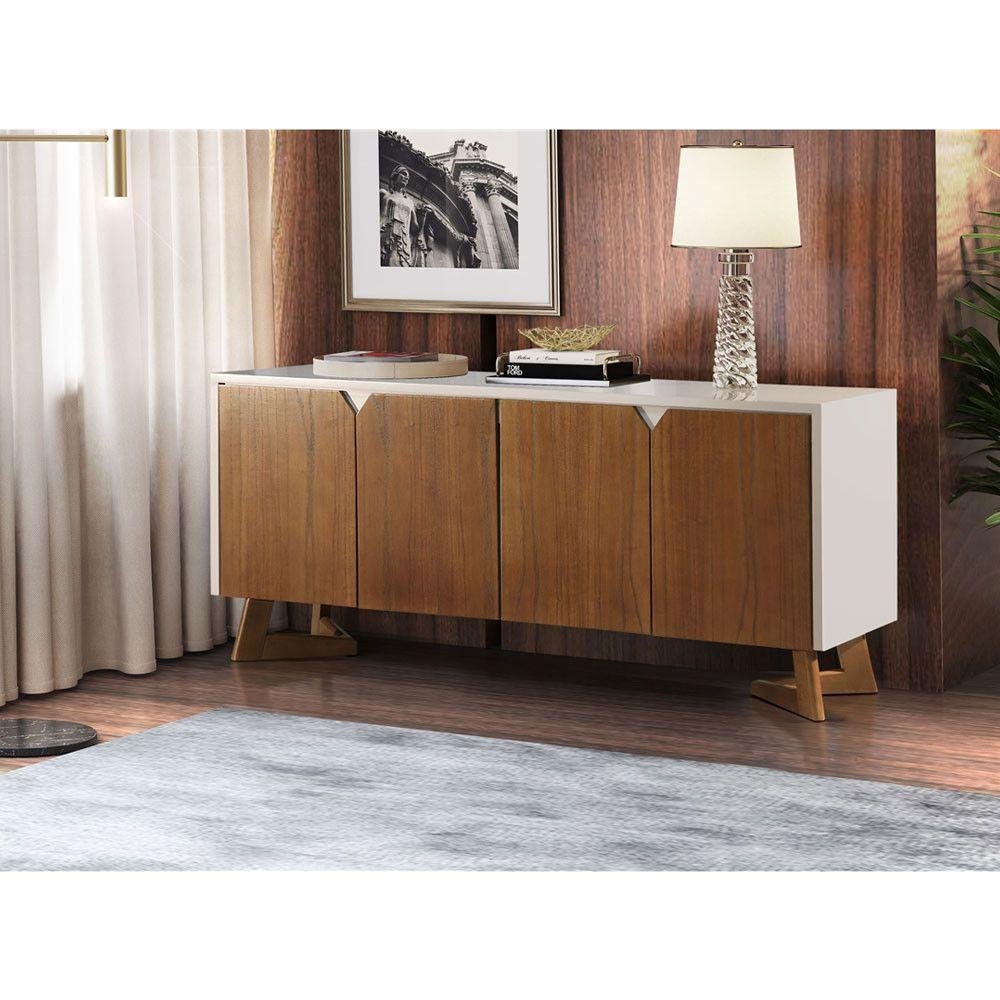 Buffet Munique 4 Portas Madeira Mobillare Imbuia/off White | MadeiraMadeira
