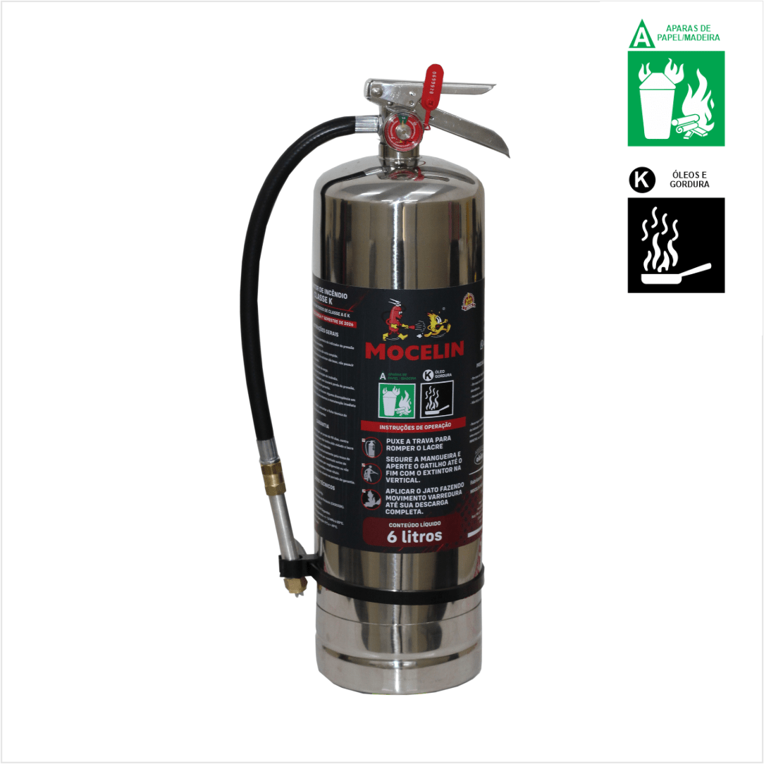EXTINTOR INDUSTRIAL COZINHA CLASSE K 06 LITROS MOCELIN | MadeiraMadeira