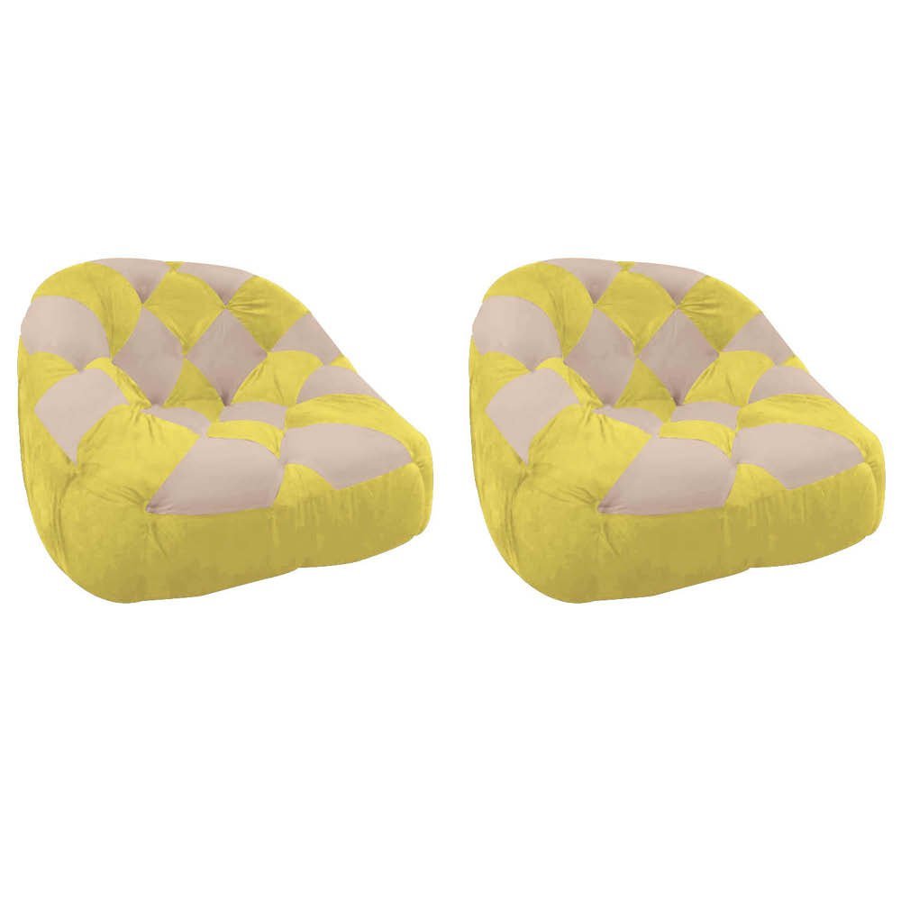 Kit 02 Poltrona Paloma Escritório Sala Pé Plástico Suede Amarelo e ...
