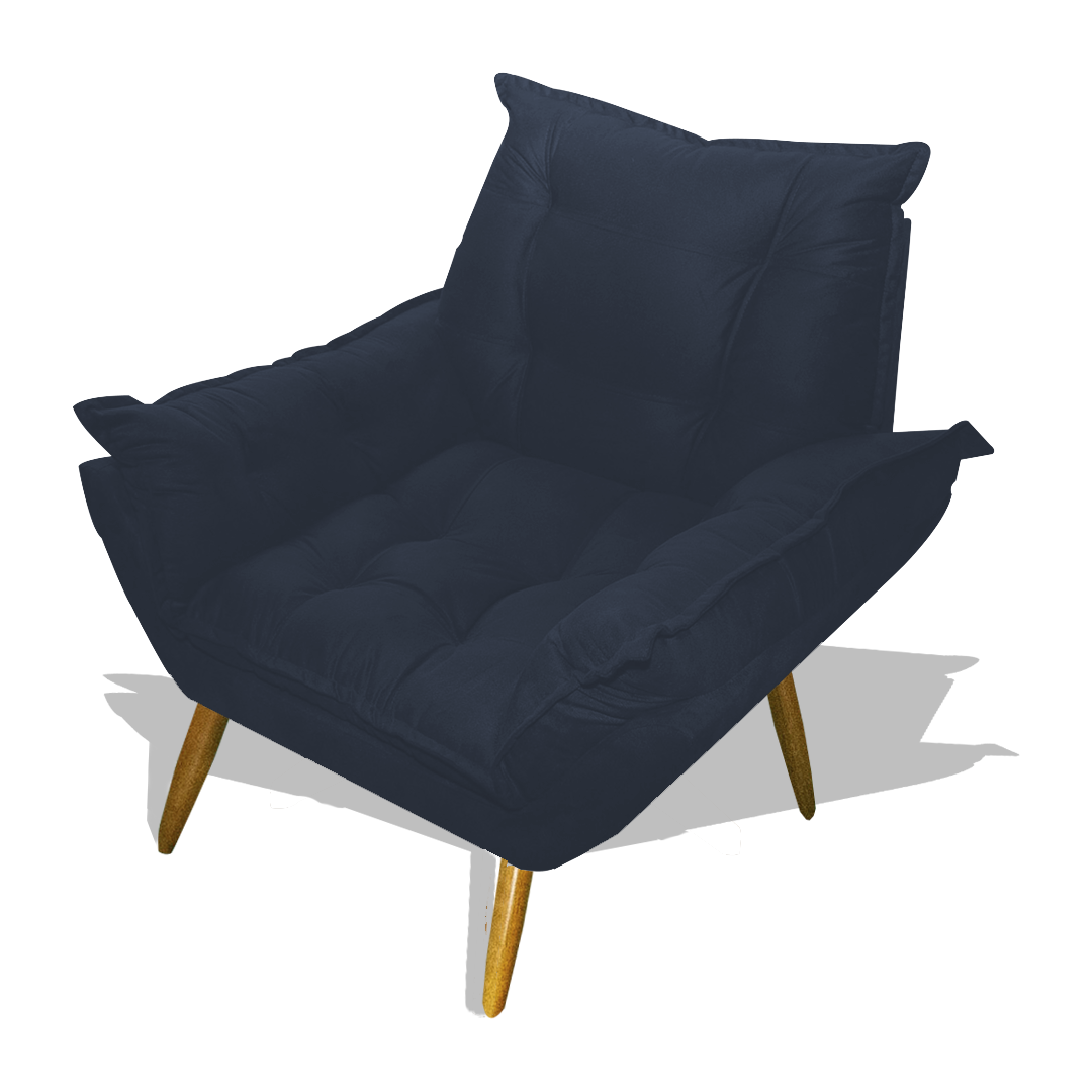 Poltrona Albany Pes Palito Decorativa - Azul Marinho | MadeiraMadeira