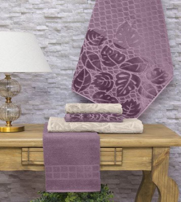 Jogo de Toalhas Buettner 5 Peças Dominic Rosa Carmim/Palha | MadeiraMadeira