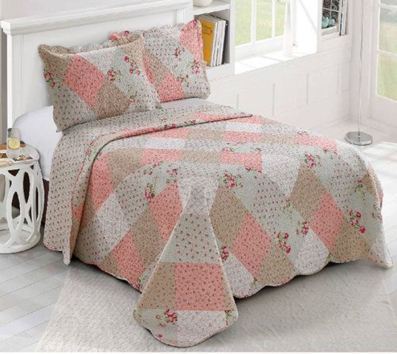 Colcha Queen Patchwork 3 Peças Anata Camesa | MadeiraMadeira