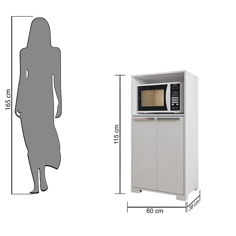 Balcao Multiuso de Cozinha para Microondas 2 Portas Myanmar - Branco ...