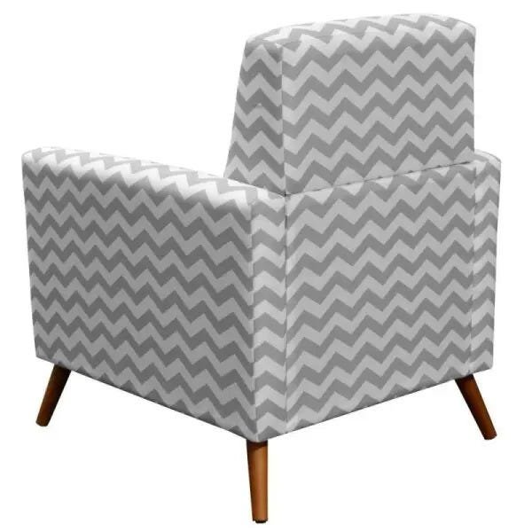 Poltrona Decorativa Para Sala de Estar Pés Palito Liz Zig Zag Cinza ...
