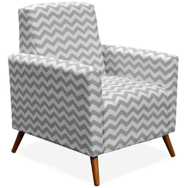Poltrona Decorativa Para Sala de Estar Pés Palito Liz Zig Zag Cinza ...