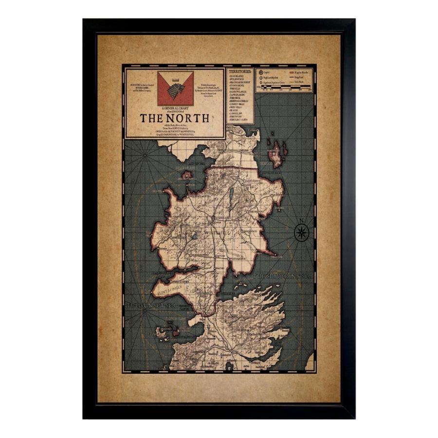 Quadros decorativos Game Of Thrones Mapa do Norte | MadeiraMadeira