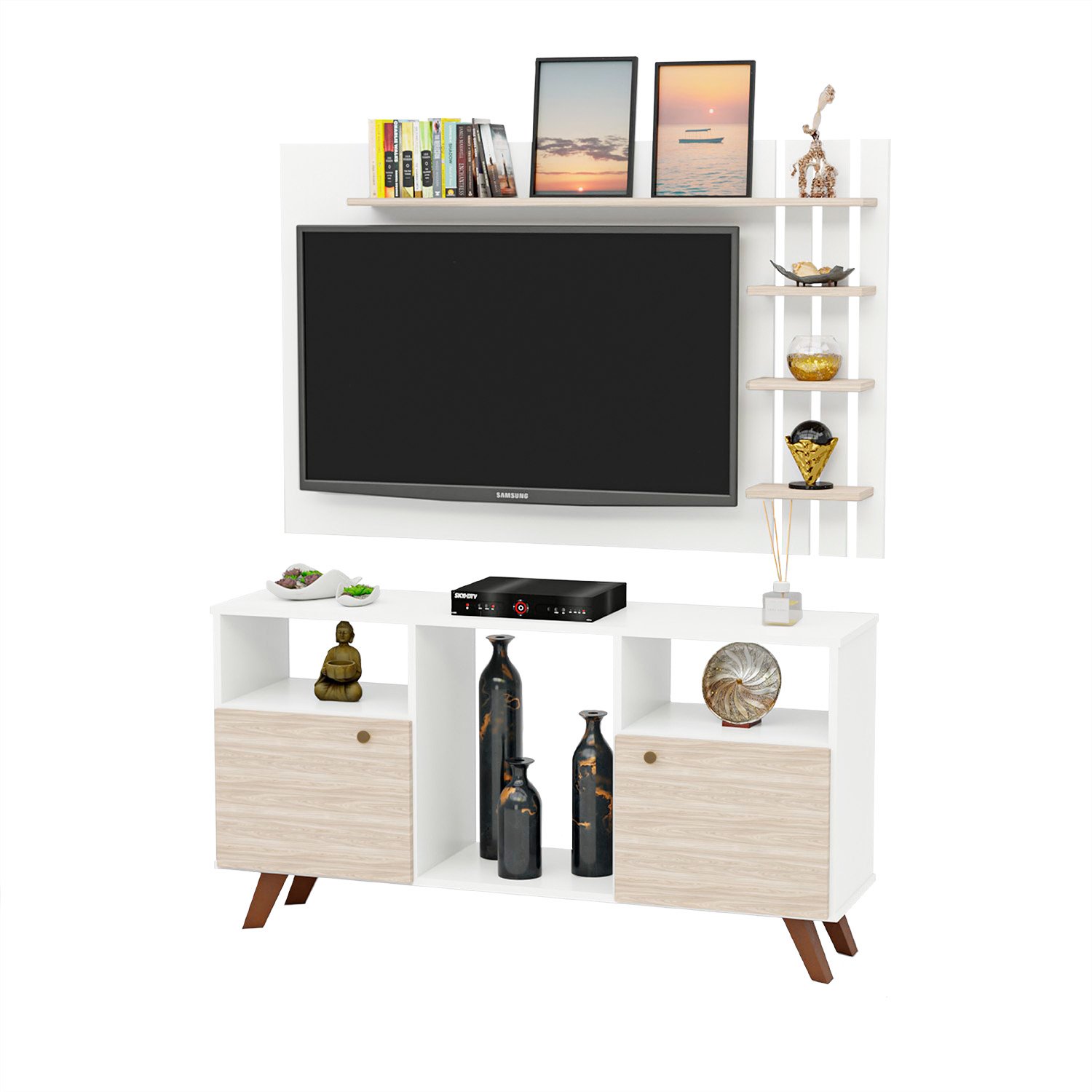 Rack com Painel para Tv até 32 Polegadas 2 Portas e Pés Retrô Netmobil ...