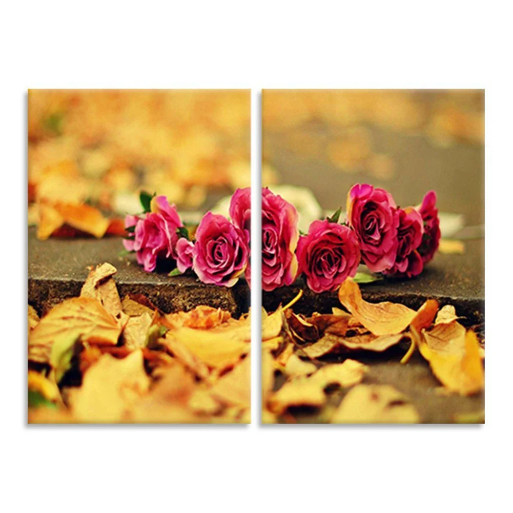 Kit 2 Telas Decorativas Folhas e Rosas Médio | MadeiraMadeira