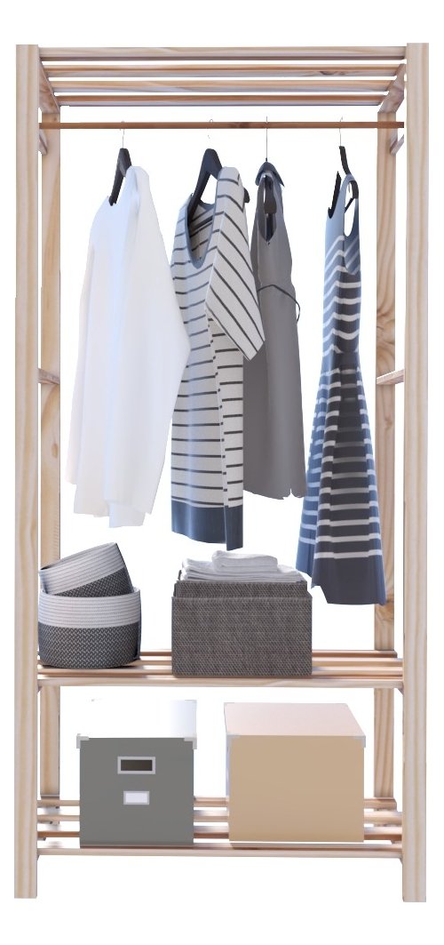 Conjunto De Prateleiras E Cabideiro Expositor Organizador Technox Marrom | MadeiraMadeira