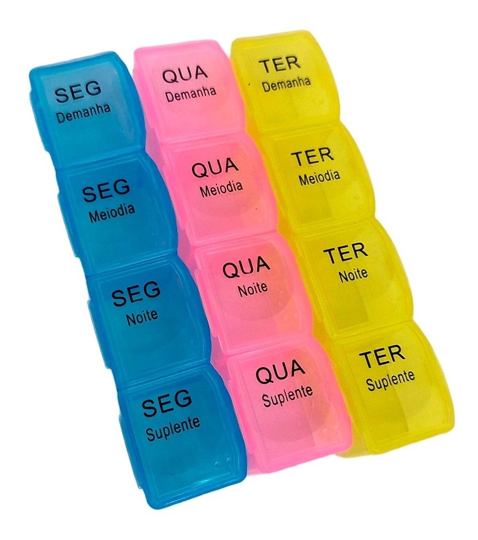 Porta Comprimidos Semanal Organizador Caixa 4 Unidades MPETSP kit 4 ...