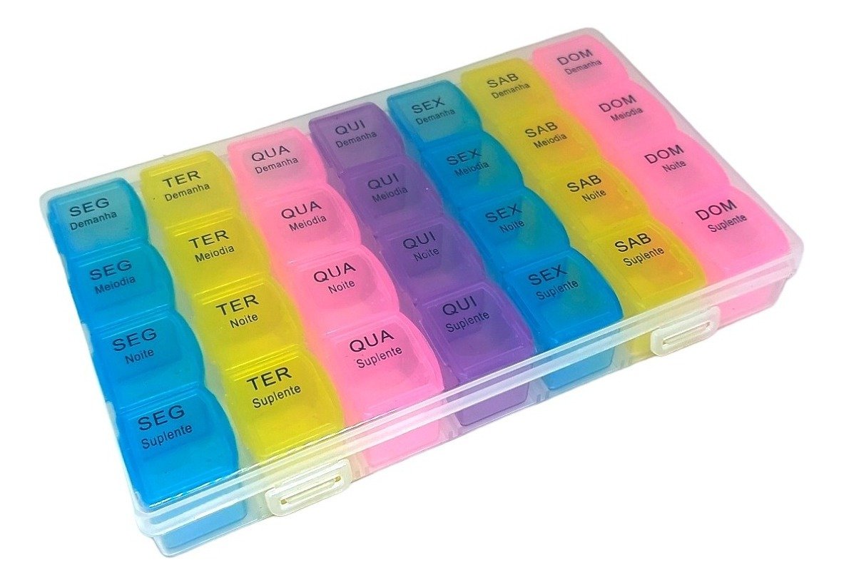 Porta Comprimidos Semanal Organizador Caixa 4 Unidades MPETSP kit 4 ...
