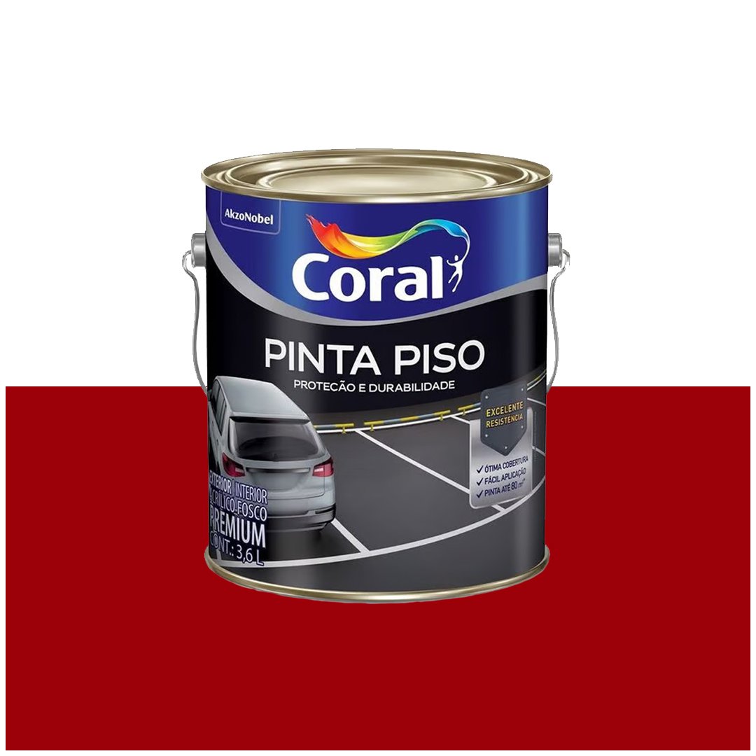 Tinta Acrílica Pinta Piso 3,6 Litros Vermelho Segurança Fosco Coral ...