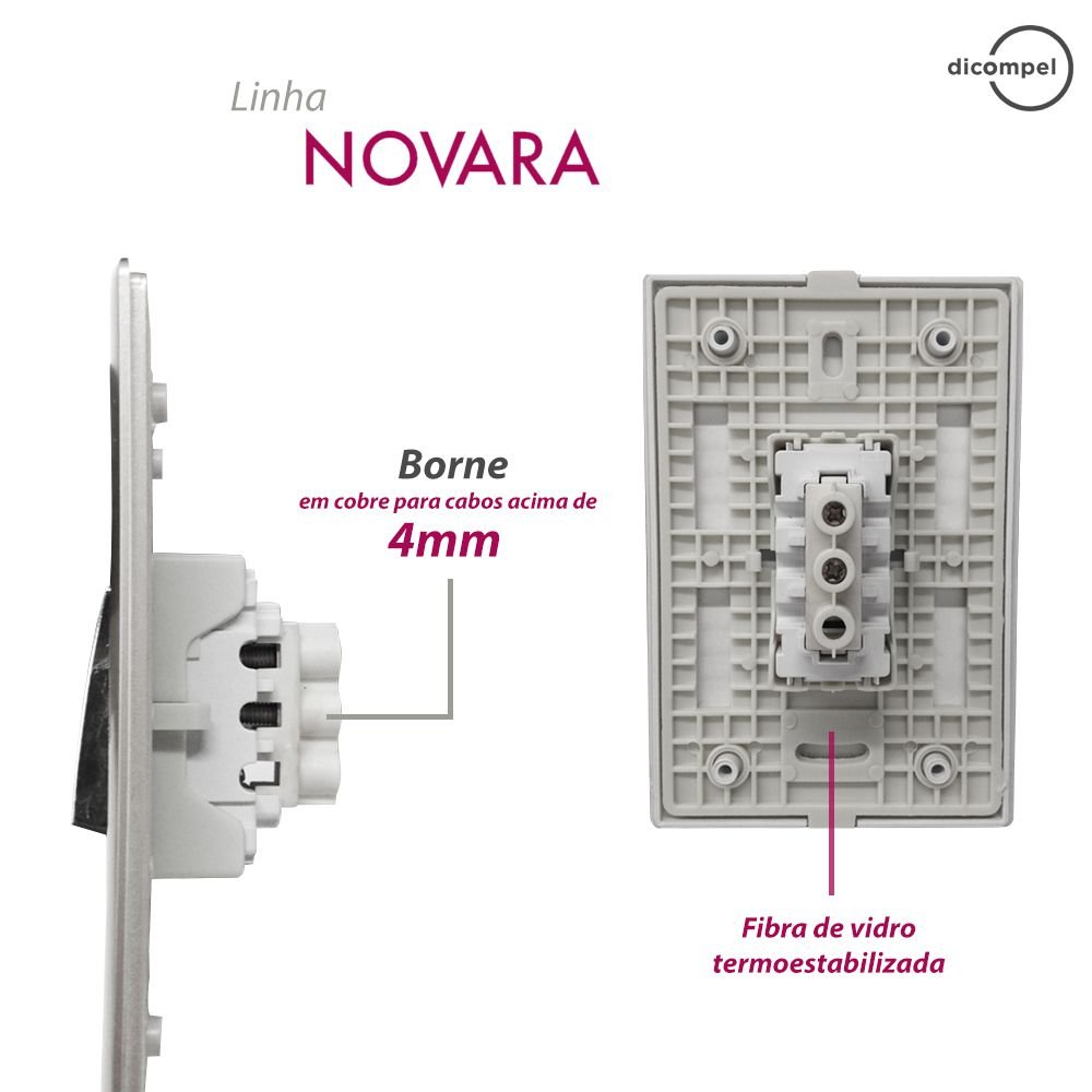 Placa 4x2 para 1 Tomada Horizontal Branco - Novara | MadeiraMadeira