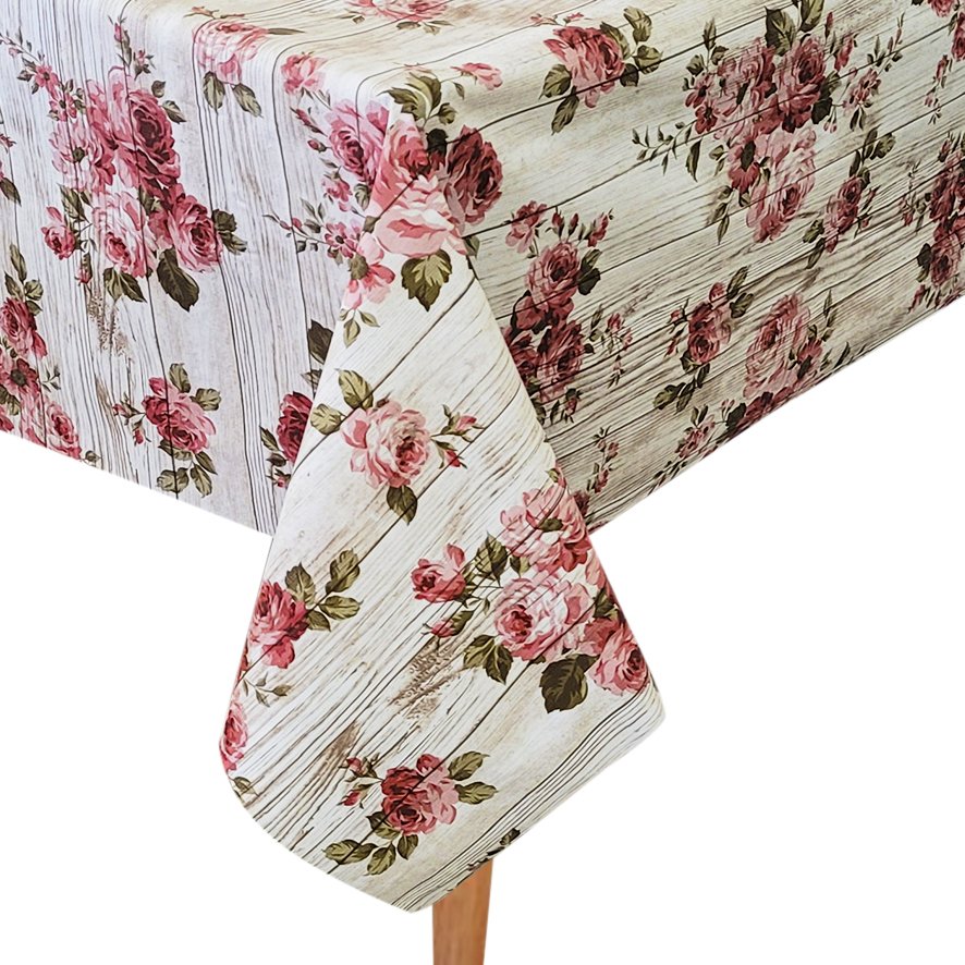 Toalha Mesa Flanelada Pvc Impermeável Rosa Wood 1,40 X 3,50 ...