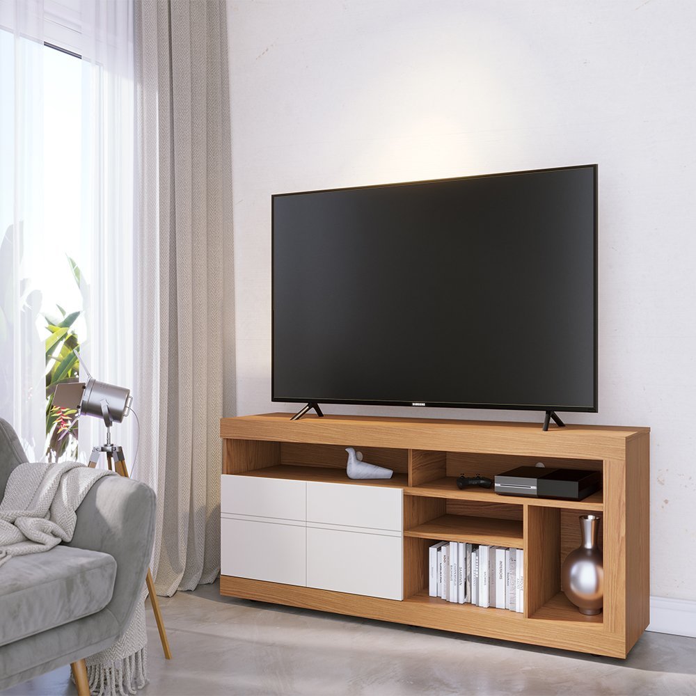 Rack Bancada Lilian para TVs até 65 Polegadas 2 Portas Freijo/ Off ...