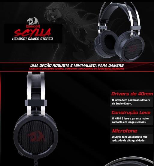Fone de ouvido P2 c/Mic Redragon H901 Scylla Gaming Headset ...