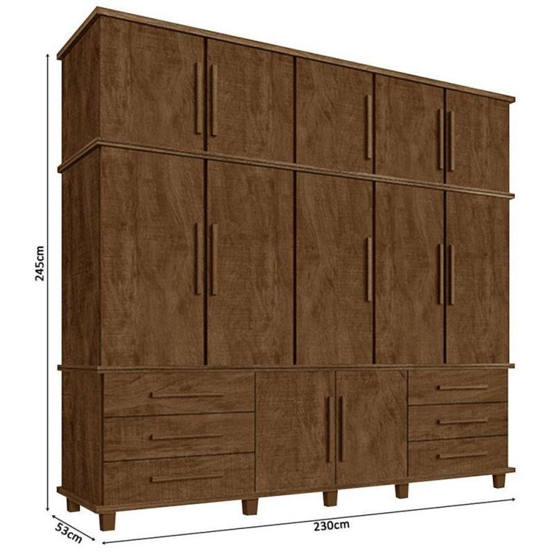 Guarda Roupa Casal Londres Triplex 12 Portas 6 Gavetas Malbec | MadeiraMadeira