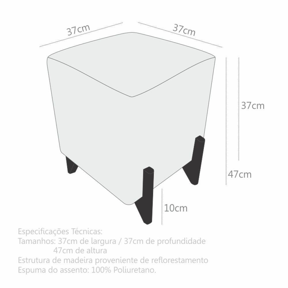 Puff Evo Quadrado Peach Veludo Verde | MadeiraMadeira