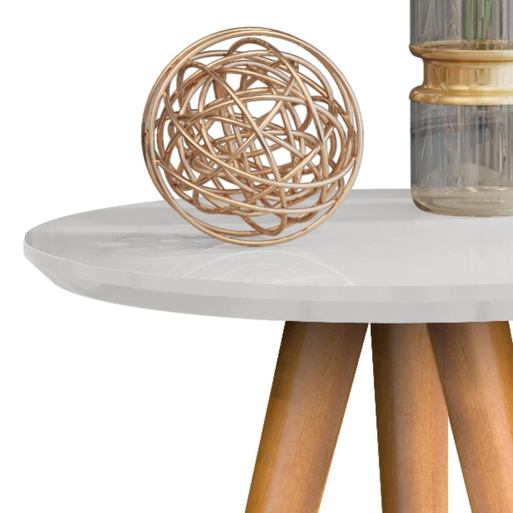 Mesa Apoio Redonda Classic Pés Palito Decorativa Branca - Cal Móveis ...