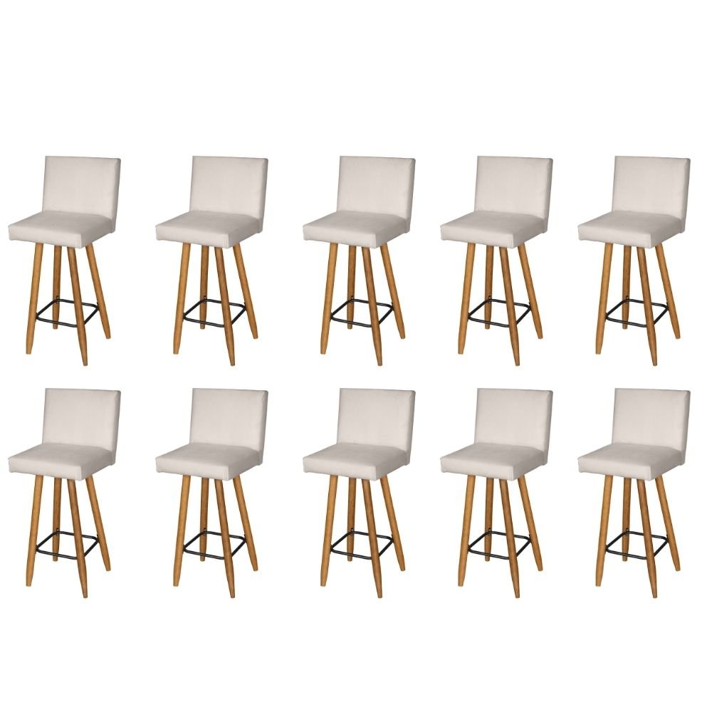 Kit 10 Banquetas Luna Com Encosto Para Balcão e Cozinha Bistrô Suede ...
