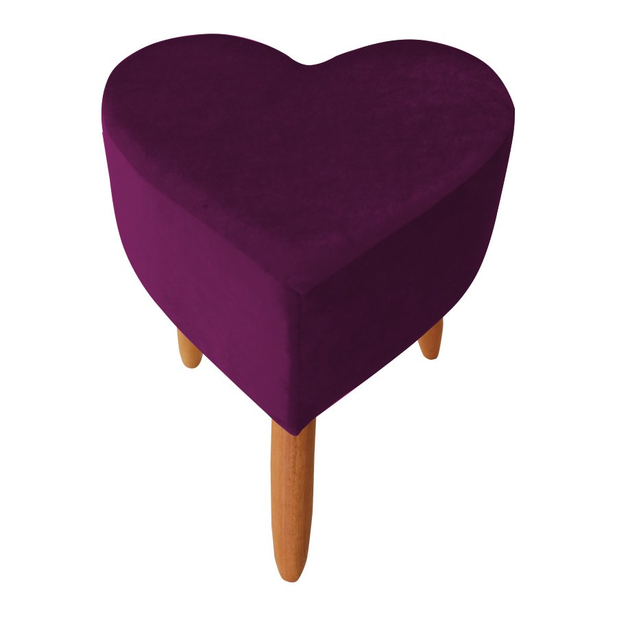 Puff Decorativo Coração Para Sala De Estar Recepção Quarto Salão Roxo ...