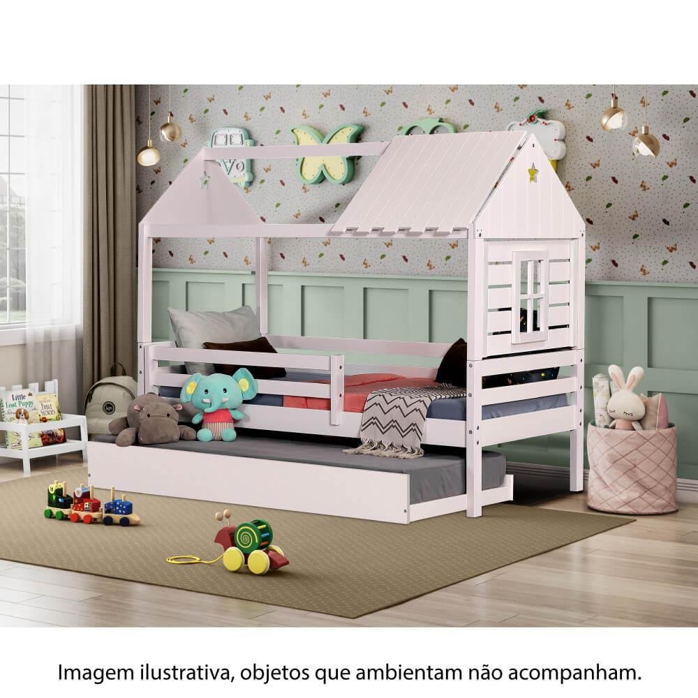 Bicama Infantil Prime com Telhado III New Completo e Janela Branco ...