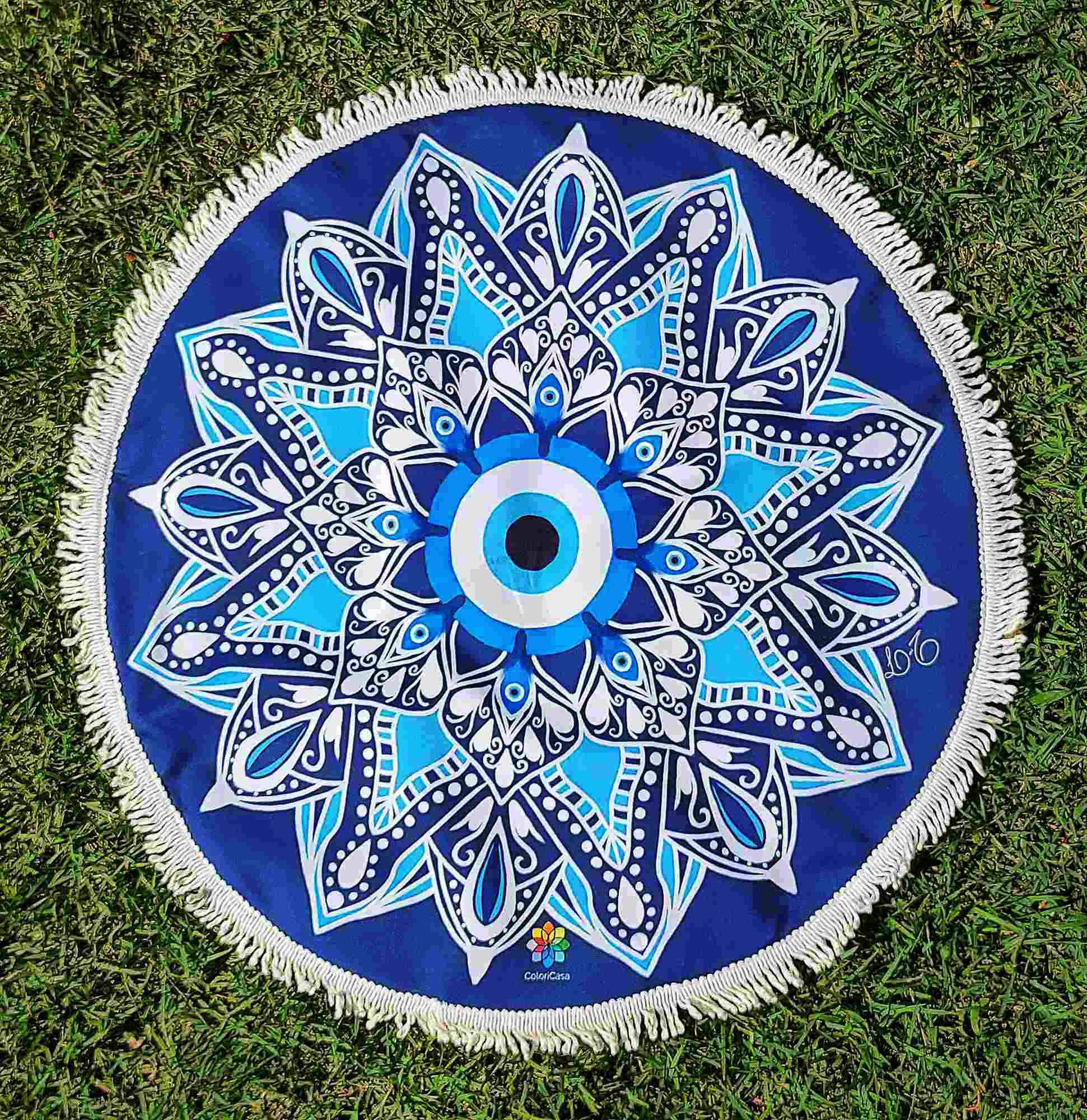 Tapete Yoga Mandala Olho Grego Anti Derrapante 80 CM Chacras ...