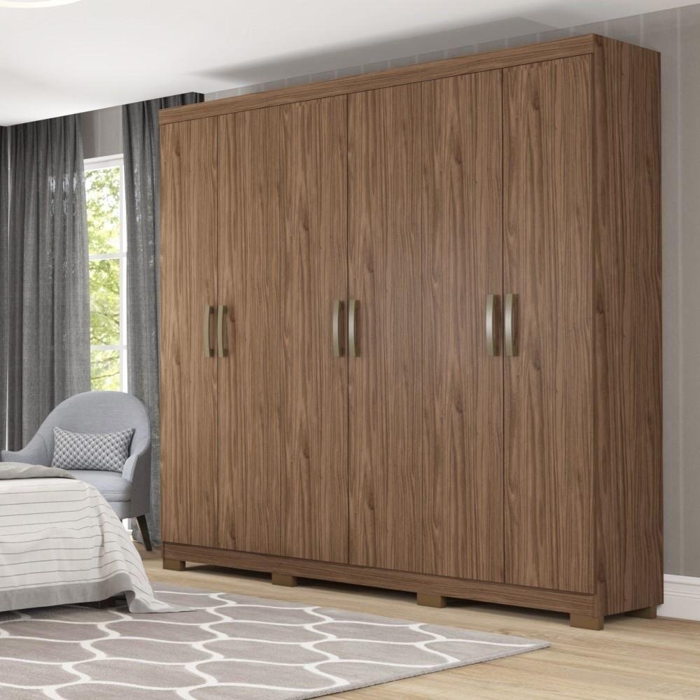 Guarda Roupas 6 Portas 3 Gavetas 8 Estantes Marrom Avelã | MadeiraMadeira