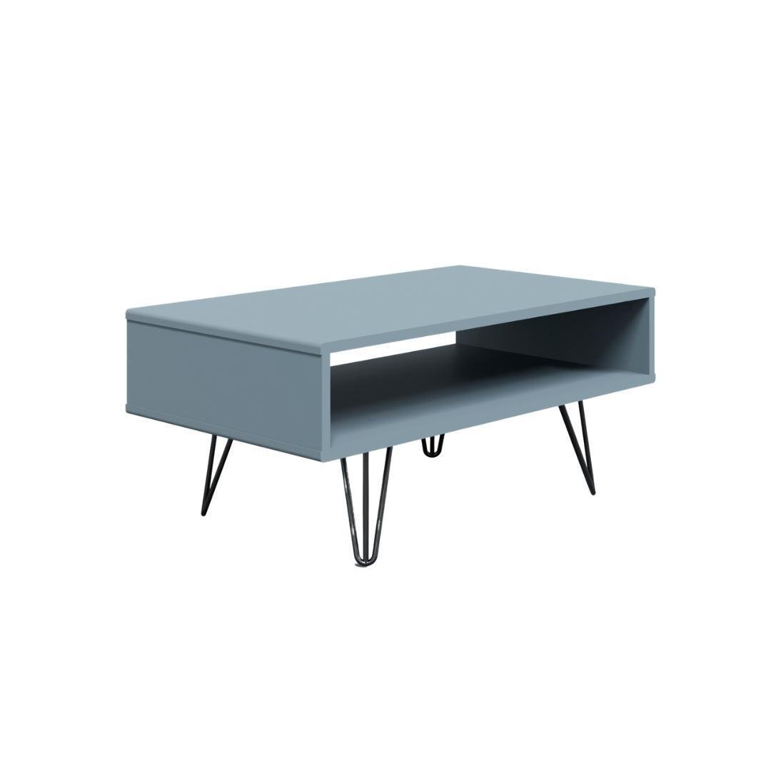 Mesa De Centro Retangular - Tampo Azul - Industrial Retrô | MadeiraMadeira