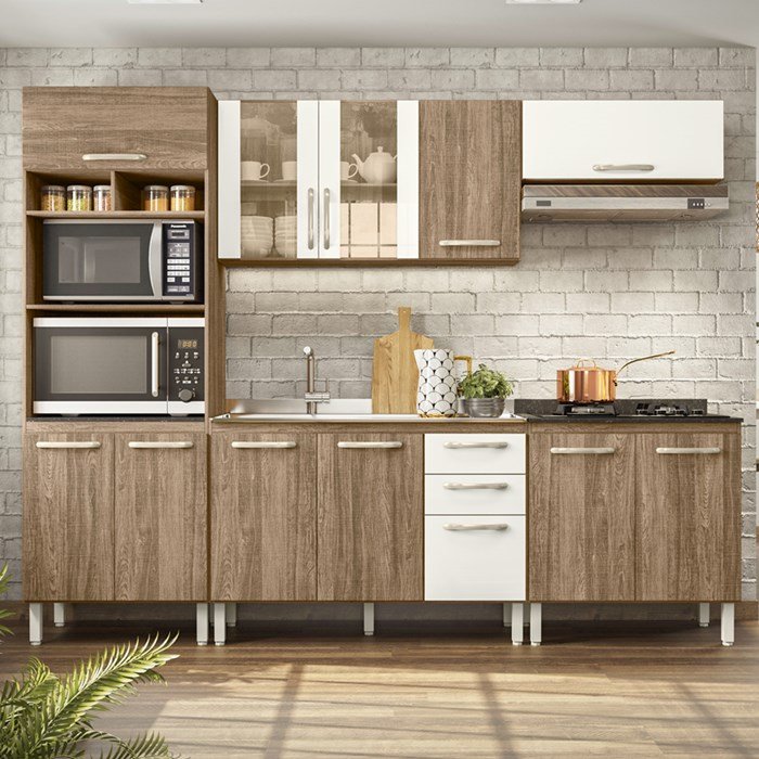 Cozinha Modulada 5 Peças 13532x2 Carvalho Rust Off White Nicioli ...