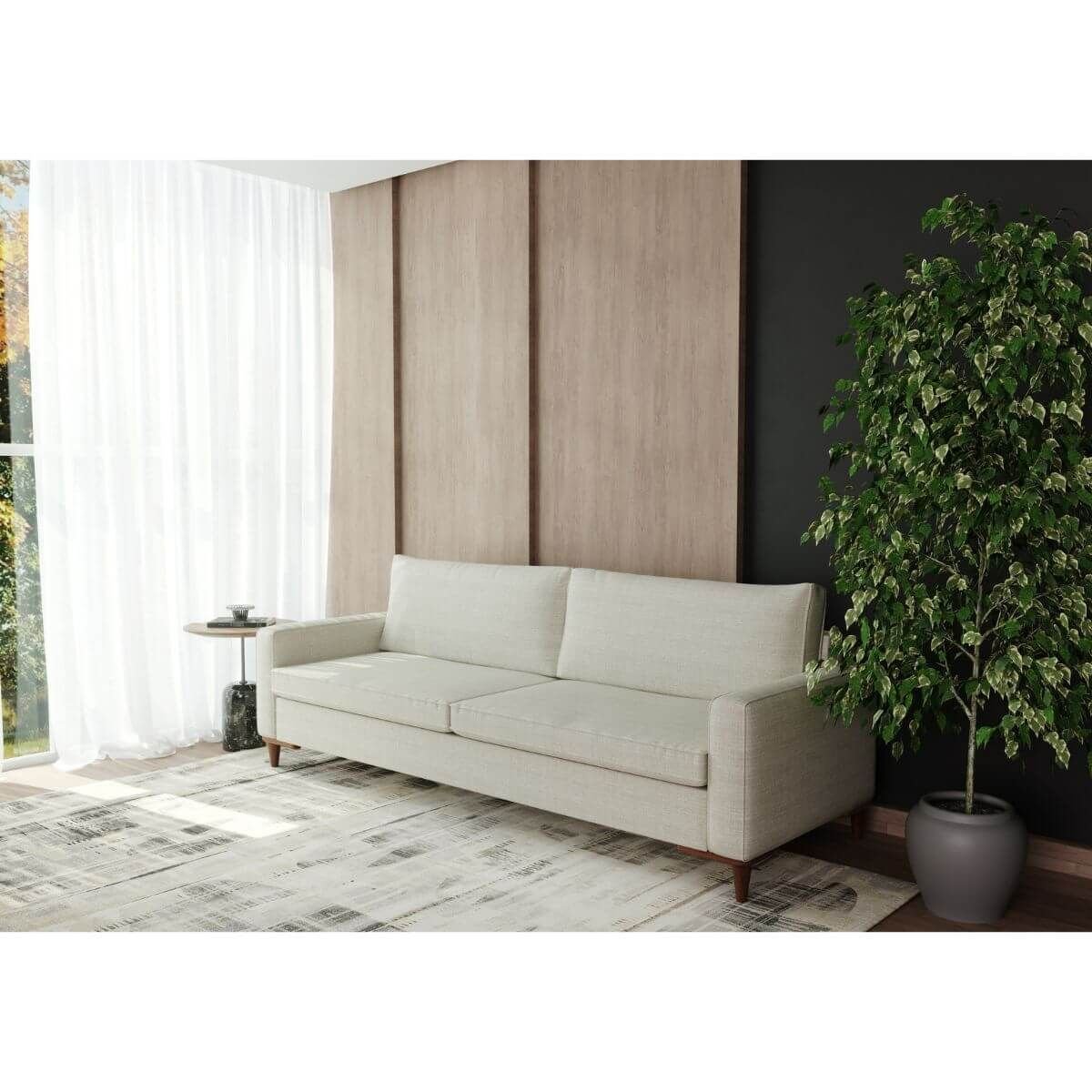 Sofá Living em Linho Claro Natural 2,40m Viena - Home Mobily ...