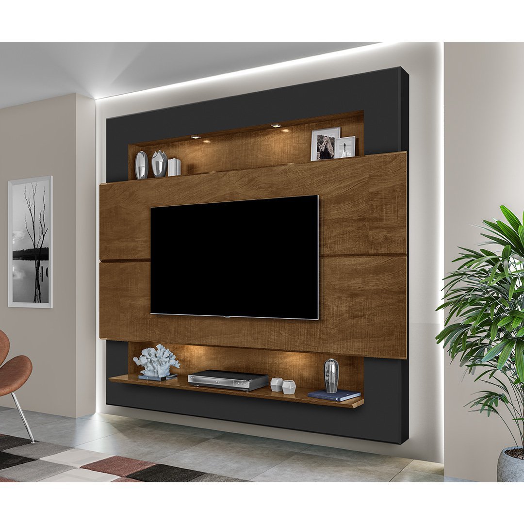 Painel Premium Bancada de Tv Riviera 2,17 de até 75" com Iluminação e ...