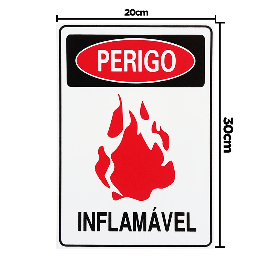 Combo 10 Placas De Sinalização Perigo Inflamável 20x30 Acesso - S-208 ...