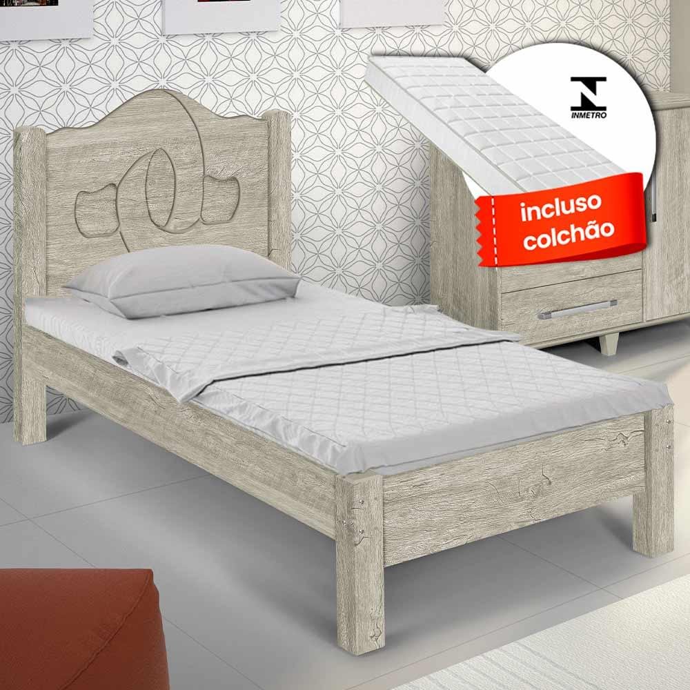 Cama Solteiro Com Estrado Em MDF E Colchão Ártico Carmolar | MadeiraMadeira