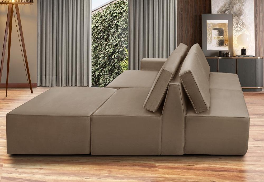 Sofá Ilha 7 Lugares Isadora Suede Cappuccino Adonai Estofados ...