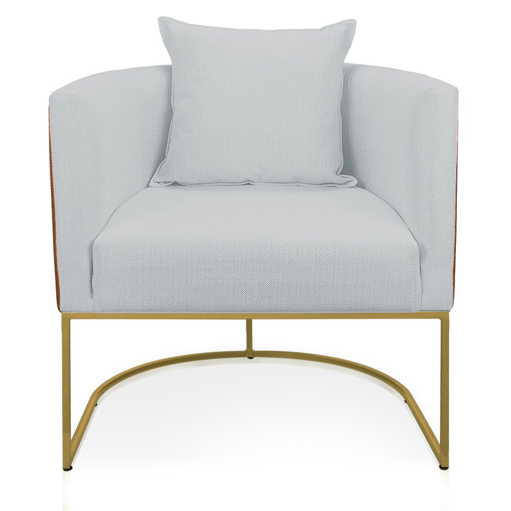 Poltrona Paola Corano Nozes com Linho Cinza Claro A05 Base Metálica ...