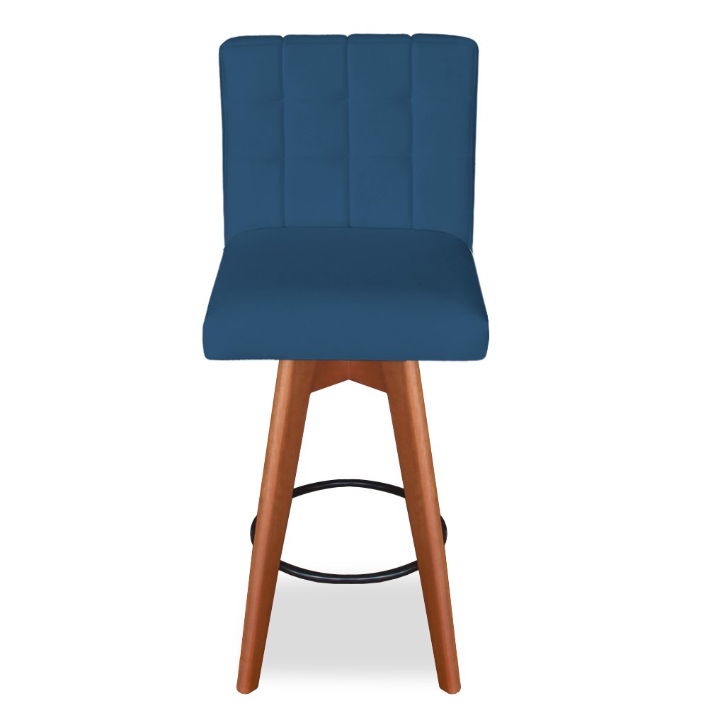 Banqueta Alta Sueli Com Base Giratória Suede Azul Marinho | MadeiraMadeira