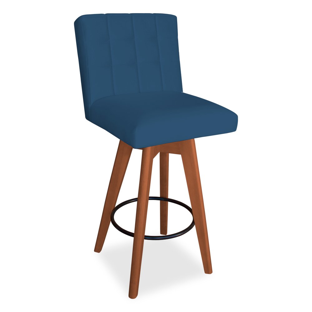 Banqueta Alta Sueli Com Base Giratória Suede Azul Marinho | MadeiraMadeira