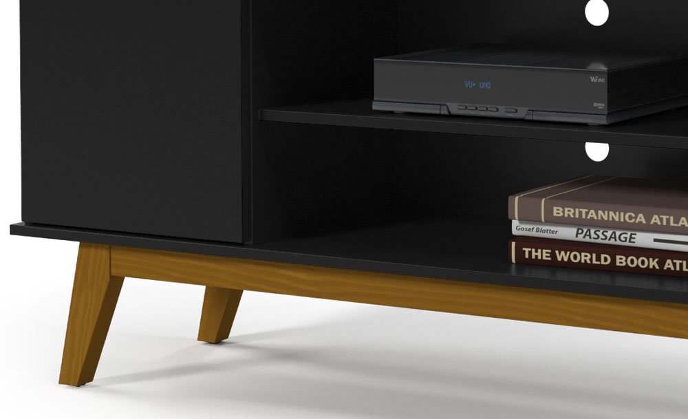 Rack para TV Prism 1.8 Preto Acetinado com Cumarú - Patrimar Móveis ...