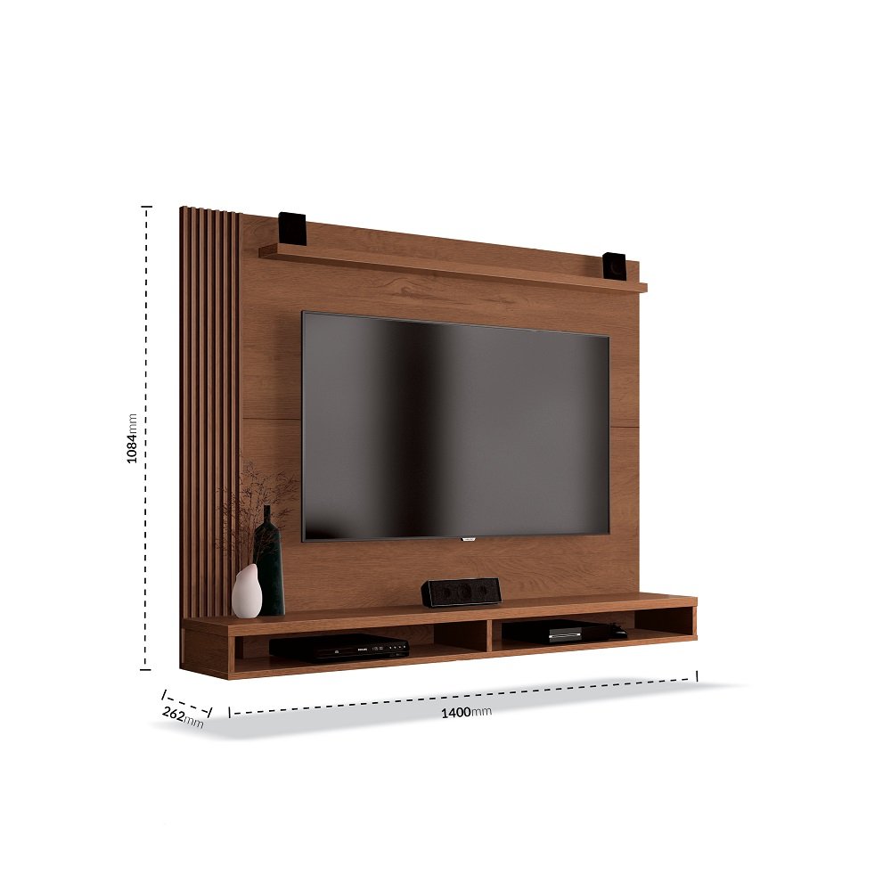 Painel Dijon TV 50 Polegadas Ripado 2 Nichos e Prateleira:Naturale ...