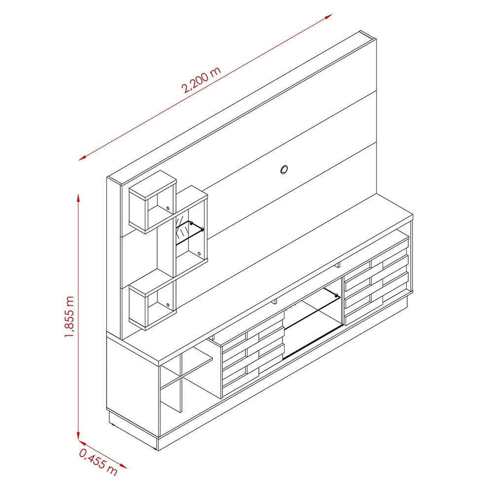 Estante para Sala Home Theater Bravo c/ Nichos TV 65 Polegadas Naturale/ Off White | MadeiraMadeira