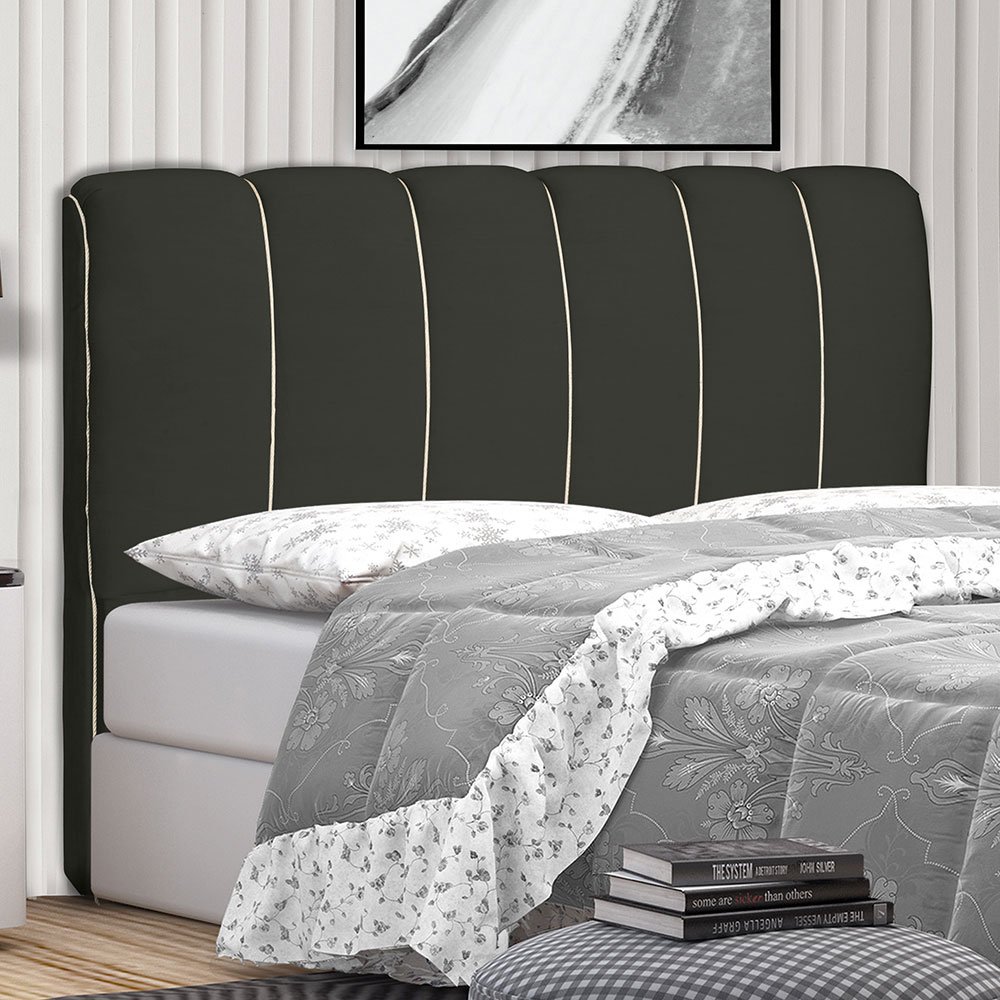 Cabeceira Cama Box Queen Berlim 160 Cm Suede Cinza Escuro - MV ...