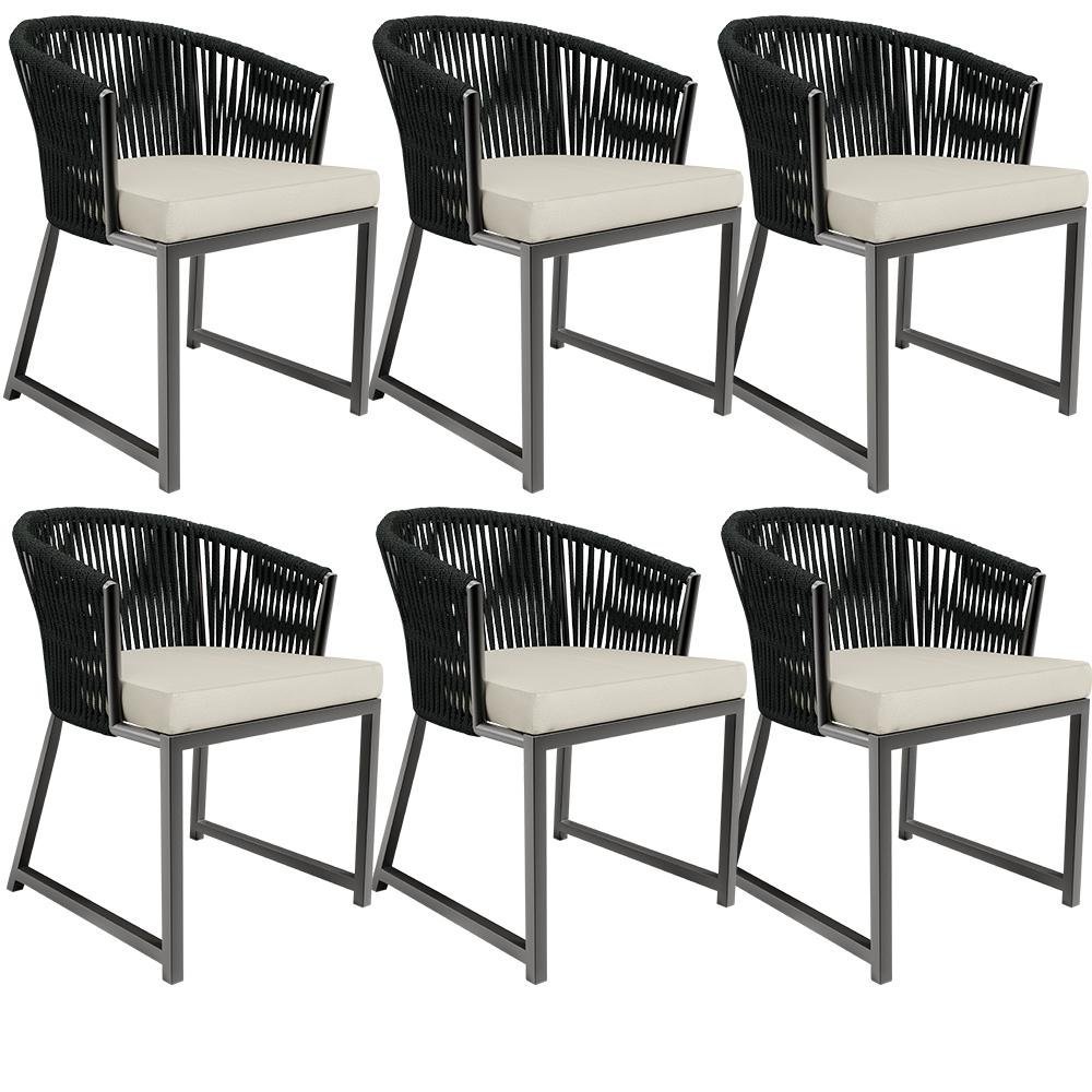 Kit 06 Cadeiras Decorativas para Área Gourmet Cozinha Corda Náutica ...