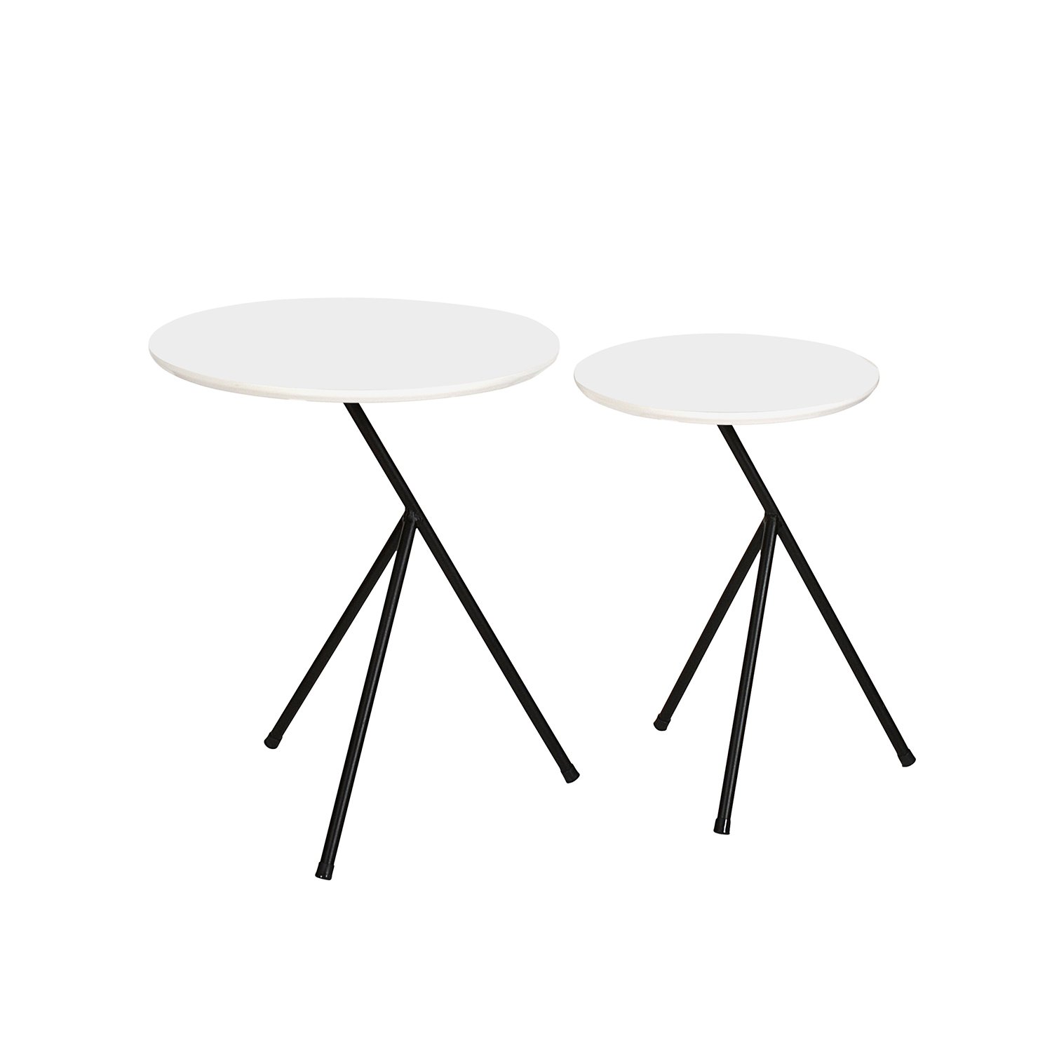 Mesa De Canto Pé Palito Kit 2 Mesinha Laterais Redondo Italy:Branco ...