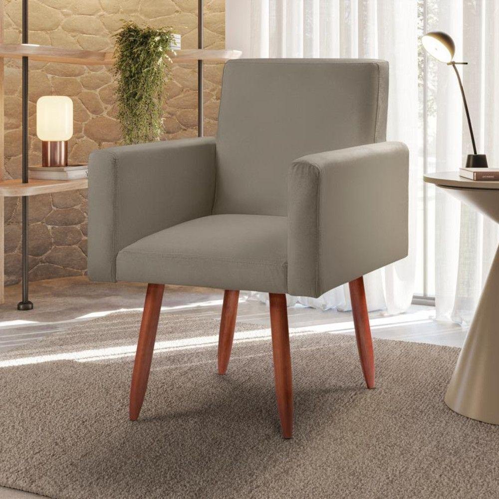 Poltrona Decorativa-cadeira Escritório Nina Veludo - Star Cf Castor ...