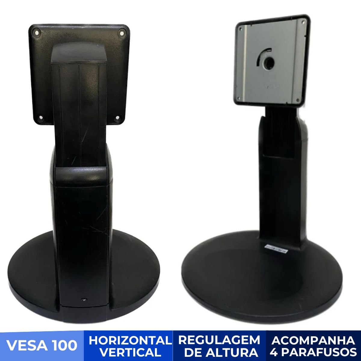 Base Universal para Monitor 100mm X 100mm Preta C/ Rotação e Regulagem ...