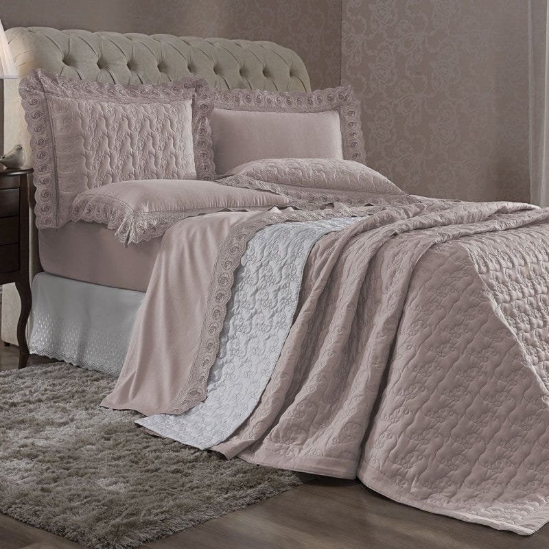 Kit Cobre Leito King Santine + Jogo de Lençol 100% Algodão 250 Fios ...