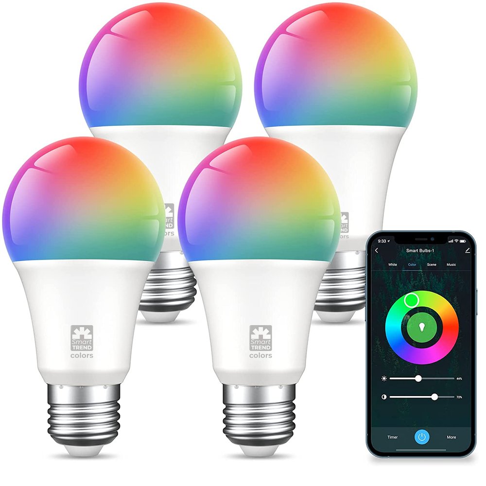 Kit 4 Lâmpada Inteligente 11w Bulbo a Rgb Wifi Smart Google/alex Color Kian E27 Bivolt ...