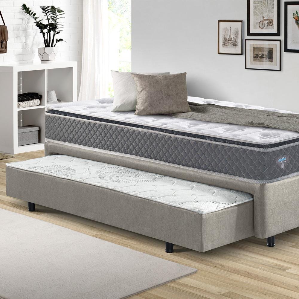 Bicama Box Solteiro Ecoflex 88x188x61cm com Cama Auxiliar com Colchão ...