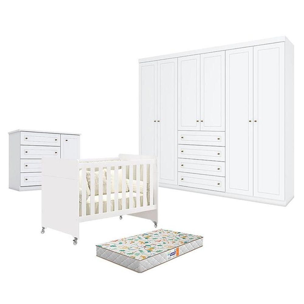 Quarto de Bebê Americano 6 Portas com Berço Americano Evolution 4 em 1 ...
